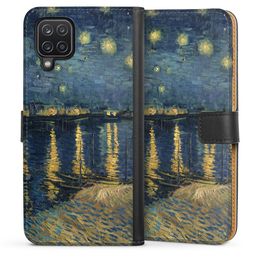 DeinDesign Galaxy A12 Handy Klapph&uuml;lle Handyh&uuml;lle aus Kunst Leder schwarz Flip Case Kunst Painting Sideflip mit langer Lasche