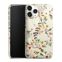 DeinDesign iPhone 11 Pro Handy Premium Case Smartphone Handyh&uuml;lle Schutzh&uuml;lle matt Bird Retro Flowers Premium Case