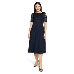 Cocktailkleid Vera Mont "Damen mit Spitze", Damen, Gr. 50, Normalgr&ouml;&szlig;en, blau (night sky), Obermaterial: 100% Polyester; Futter: 100% Polyester, ausgestellt kurz, Rundhals, Kleider, Spitze