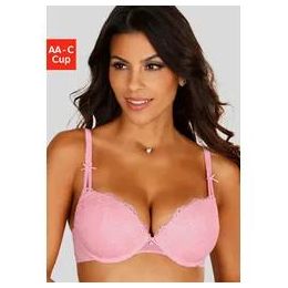 Push-up-BH Lascana, Damen, Gr. 90, Cup B, rosa, Spitze, Obermaterial: 92% Polyamid, 8% Elasthan, BHs Push-up-BH, mit Jacquardspitze und herausnehmbaren Kissen, Dessous