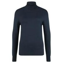 Rollkragenpullover oxmo "Rollkragenpullover OXWinala", Damen, Gr. L, blau (total eclipse), Obermaterial: 70% Viskose CV. 30% Nylon NY., Pullover Rollkragenpullover