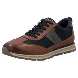 Sneaker Rieker, Herren, Gr. 40, cognac, dunkelblau, grau, Glattleder, Textil, Schuhe Sneaker, Schn&uuml;rschuh, Halbschuh, Casual-Sneaker mit gep. Schaftrand