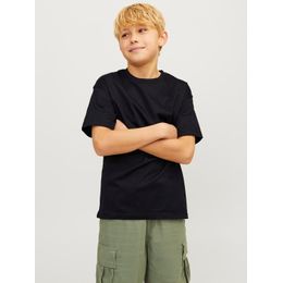 Jack & Jones Rundhalsshirt JACK & JONES JUNIOR "JJEURBAN bequem, pflegeleicht, modisch", Jungen, Gr. 176, schwarz, Single Jersey, Obermaterial: 100% Baumwolle, unifarben, loose fit normal, Rundhals, gerader Abschluss, Shirts Rundhalsshirt, unifarben, modisch, loose fit, Jersey, Rundhals