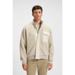 Blouson BOSS Orange "Ze cozysolid", Herren, Gr. XL, light beige271, Pl&uuml;sch, Obermaterial: 100% Polyester, unifarben, regular fit normal, hoch geschlossener Ausschnitt, B&uuml;ndchen, Jacken Blouson, Teddy Fell Fleece Kuschel Pl&uuml;sch Jacke