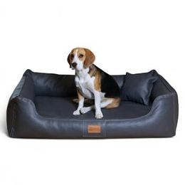 tierlando &reg; Orthop&auml;disches Hundebett Maddox Kunstleder Hundesofa Mittelgro&szlig; Gro&szlig;e Hunde Hundesofa XL XXL schwarz/ graphit 1,2 m, 25 cm, 85 cm
