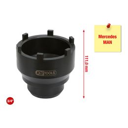 KS Tools 3/4 Zoll Nutmuttern-Schl&uuml;ssel mit 6 Zapfen f&uuml;r Mercedes und MAN, 95-115 mm (450.0168)