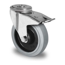 CASCOO R&uuml;ckenlochlenkrolle mit Totalfeststeller &oslash; 100 mm Serie R4E2 Kugellager (BPH35W0100R4E2B34)