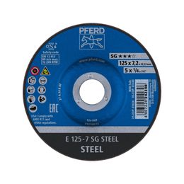 Pferd TOOLS Schruppscheibe E 125x7,2x22,23 mm Leistungslinie SG STEEL f&uuml;r Stahl (62212626)