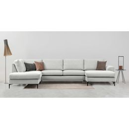 Wohnlandschaft OTTO HOME, B:363cm H:84cm T:235cmcream, 100% PES, Sofas, "Henry, U-Form, Breite 363 cm", mit Metallbeinen, Wellenunterfederung,