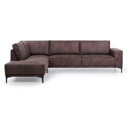 Ecksofa OTTO HOME "OLAND L-Form, B: 289 cm, Skandi-Design", braun (dunkelbraun), B:289cm H:85cm T:210cm, Struktur weich (100% Polyester);Luxus-Microfaser (100% Polyester);Webstoff (100% Polyester), Sofas, Ecksofa, Struktur, Flachgewebe, Luxus-Microfaser, Boucle