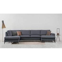 Wohnlandschaft OTTO HOME, B:363cm H:84cm T:235cmdunkelgrau, 100% PES, Sofas, "Henry, U-Form, Breite 363 cm", mit Metallbeinen, Wellenunterfederung,