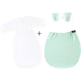 Tr&auml;umeland Babyschlafsack TR&Auml;UMELAND "Set P&uuml;nktchen mint", Baby, Gr. 80/86, umlaufender Rei&szlig;verschluss, gr&uuml;n (mint), Obermaterial: 100% Baumwolle, Schlafs&auml;cke