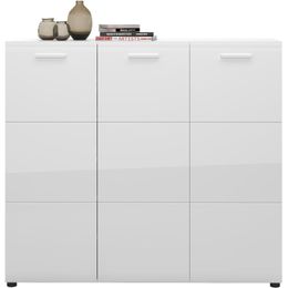 Schuhkommode LIVING CHARM "Merano", wei&szlig;, B:134,8cm H:120cm T:36cm, MDF, PVC, Spanplatte, Sideboards, Schuhkommode, Breite ca. 135 cm