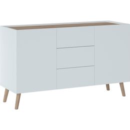 Sideboard Home Affaire "Scandi", wei&szlig; alpin, jackson hickory, B:119,8cm H:71,8cm T:41,8cm, Spanplatte, Sideboards, Sideboard, Breite 120 cm