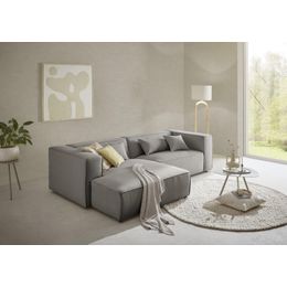 Ecksofa "PIARA mit Kedernaht, Cord, Leinenoptik o. Strukturstoff, Couch, L-Form", grau (anthrazit), B:267cm H:66cm T:167cm, 100% Polyester, LeGer Home by Lena Gercke, Sofas, Ecksofa, wahlweise Ottomane rechts/links, schwarze F&uuml;&szlig;e, bequemer Sitzkomfort