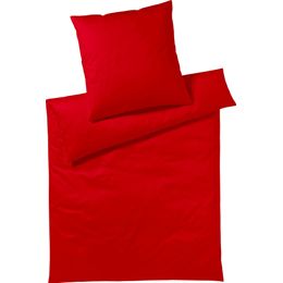 Bettw&auml;sche Yes For Bed "Pure & Simple Uni in Gr. 135x200, 155x220 oder 200x200 cm", rot, B/L: 200cm x 200cm, 1 Stk., 2 Stk., Mako-Satin, B/L: 80cm x 80cm & 80cm x 80cm, 3 Stk., Mako-Satin, Obermaterial: 100% Baumwolle, Bettw&auml;sche, Bettw&auml;sche, Bettw&auml;sche aus Baumwolle, zeitlose Bettw&auml;sche mit seidigem Glanz