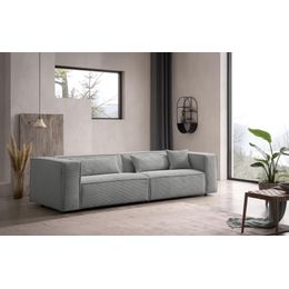 3-Sitzer "PIARA, Couch mit Kedernaht, Sofa in Cord, Leinenoptik o. Strukturstoff", grau (hellgrau), B:275cm H:66cm T:101cm, 100% Polyester, LeGer Home by Lena Gercke, Sofas, schwarze F&uuml;&szlig;e, bequemer Sitzkomfort