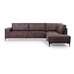 Ecksofa OTTO HOME "OLAND L-Form, B: 289 cm, Skandi-Design", braun (dunkelbraun), B:289cm H:85cm T:210cm, Struktur weich (100% Polyester);Luxus-Microfaser (100% Polyester);Webstoff (100% Polyester), Sofas, Ecksofa, Struktur, Flachgewebe, Luxus-Microfaser, Boucle