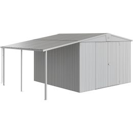 Ger&auml;tehaus-Anbaudach BioHort "f&uuml;r Ger&auml;tehaus Europa Gr.6/ Gr.7, verschiedene Farben", silber, metallic, B:150cm H:170cm T:300cm, Stahlblech, Gartenhaus-Anbaud&auml;cher
