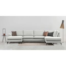 Wohnlandschaft OTTO HOME, B:363cm H:84cm T:235cmcream, 100% PES, Sofas, "Henry, U-Form, Breite 363 cm", mit Metallbeinen, Wellenunterfederung,