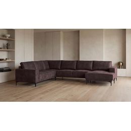 Wohnlandschaft OTTO HOME "OLAND U-Form, XXL, B: 342 cm, Skandi-Design", braun (dunkelbraun), B:342cm H:85cm T:260cm, 100% Polyester, Sofas, Wohnlandschaft, Skandi-Design in Struktur, Flachgewebe, Luxus-Microfaser, Boucle
