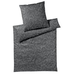 Bettw&auml;sche Elegante "Floral", grau (basalt), B/L: 135cm x 200cm, 1 Stk., 1 Stk., Mako-Satin, B/L: 80cm x 80cm, 2 Stk., Mako-Satin, Obermaterial: 100% Baumwolle, Bettw&auml;sche, Bettw&auml;sche, angenehmes Hautgef&uuml;hl
