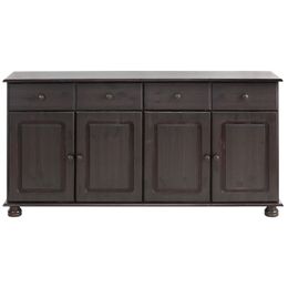 Sideboard OTTO HOME "Mette", braun (dunkelbraun), B:156cm H:77cm T:34cm, MDF, Massivholz, Sideboards, Sideboard, Kommode aus massivem Kiefernholz, Breite 156 cm