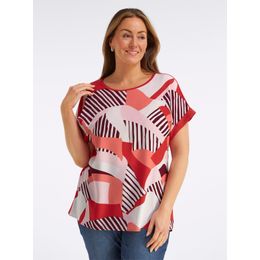 sheego Gro&szlig;e Gr&ouml;&szlig;en Blusenshirt mit Grafikprint vorn, erdbeere-koralle-bedruckt, Gr&ouml;&szlig;e 48/50 - Damen