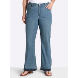 sheego Damen Bootcut-Jeans, Blau, Gr. 50, Bootcut, Material: Baumwolle