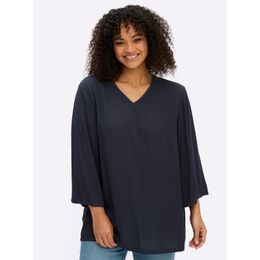 sheego Gro&szlig;e Gr&ouml;&szlig;en Tunika in leichter Crinkle-Struktur, tiefblau, Gr&ouml;&szlig;e 56 - Damen