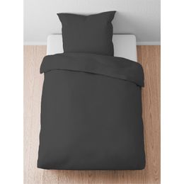 Bettw&auml;sche Biberna Gr. 1, grau (anthrazit), B/L: 135cm x 200cm, Lyocell, B/L: 80cm x 80cm, 2 Stk., Lyocell, 100% Lyocell TENCEL&trade;, Bettw&auml;sche, Bettw&auml;sche