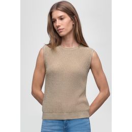 Pullunder Street One, Damen, Gr. 44, cotton beige, Web, 60% Baumwolle, 40% Polyacryl, unifarben, comfort fit normal, Rundhals, B&uuml;ndchen, Pullover Pullunder, mit Rundhalsausschnitt