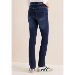 Slim-fit-Jeans Cecil, Damen, Gr. 28, L&auml;nge 28, dunkelblau wash, Jeans, 67% Baumwolle, 31% Polyester, 2% Elasthan, unifarben, kn&ouml;chellang, Jeans Slim-fit-Jeans, High Waist