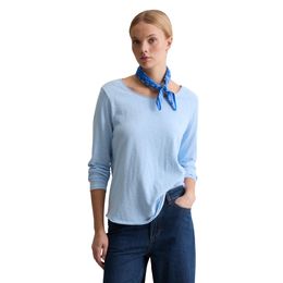 Marc O'Polo Langarmshirt MARC O'POLO DENIM "aus Organic Cotton", Damen, Gr. L, blau dusk, Obermaterial: 100% Baumwolle, unifarben, Basic, regular fit, Rundhals, Shirts Langarmshirt