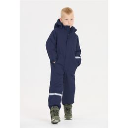 Schneeoverall ZIGZAG "Vally", M&auml;dchen, Gr. 104, EURO-Gr&ouml;&szlig;en, dunkelblau, silberfarben, 100% Polyester, lang, Overalls, mit wasser- und winddichter TPU-Membran