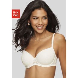 Schalen-BH Lascana "Luciana", Damen, Gr. 75, Cup G, beige (creme), Spitze, Obermaterial: 89% Polyamid, 11% Elasthan, BHs Schalen-BH, aus zarter Spitze, Dessous