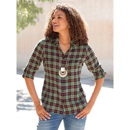 Flanellbluse Casual Looks, Damen, Gr. 40, bunt (oliv, rostrot, kariert), 100% Baumwolle, gemustert, kariert, mehrfarbig, Blusen