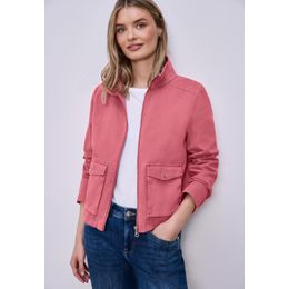 Kurzjacke Street One, Damen, Gr. 40, desert berry, Web, 100% Baumwolle, unifarben, normal normal, hoch geschlossener Ausschnitt, abgesteppt, Jacken Kurzjacke, aus reiner Baumwolle