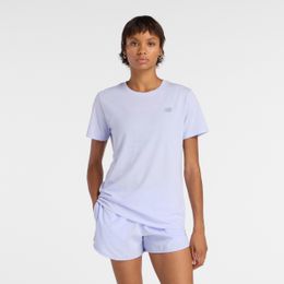 Laufshirt New Balance "Sport Essentials Heathertech T-Shirt", Damen, Gr. S, daybreak, Jersey, Obermaterial: 70% Baumwolle, 30% Polyester, Rundhals, Shirts Laufshirt, kurze &Auml;rmel, f&uuml;r Fitness-Workout, Rundhalsausschnitt