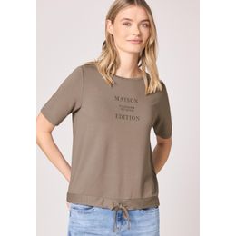 T-Shirt Street One, Damen, Gr. 36, light terra mocha, Stoff, 76% Viskose, 20% Modal, 4% Elasthan, bedruckt, normal normal, Rundhals, abgesteppt, Shirts T-Shirt, aus softer Viskose