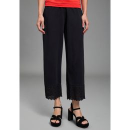 Culotte Laura Scott, Damen, Gr. 40, N-Gr, schwarz, Single Jersey, Obermaterial: 95% Baumwolle, 5% Elasthan, bestickt, unifarben, normal wadenlang, Hosen Culotte, wadenlange Schnittform, weite Beinform, aus Baumwolle und Elasthan