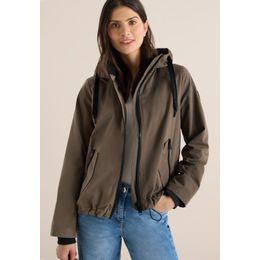 Kurzjacke Cecil, Damen, Gr. L (42), mocha taupe, Stoff, Obermaterial: 55% Polyester, 33% Baumwolle, 12% Nylon; Futter: 100% Polyester, unifarben, comfort fit normal, ohne Ausschnitt, Rippb&uuml;ndchen, Jacken Kurzjacke, im Hoodie-Style