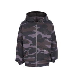 Kapuzenpullover DROPSIZE "Dropsize BOXY ZIPPER", Herren, Gr. S, camo anthrazit, 70% Baumwolle, 30% Polyester, normal, ohne Ausschnitt, Pullover Kapuzenpullover