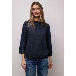 Langarmshirt Street One, Damen, Gr. 38, shadowed navy, Web, 55% Baumwolle, 43% Polyester, 2% Elasthan, unifarben, comfort fit normal, Rundhals, B&uuml;ndchen, Shirts Langarmshirt, im soften Baumwoll-Mix