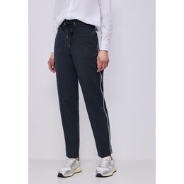 Stoffhose Street One, Damen, Gr. 40, L&auml;nge 28, shadowed navy, Stoff, 48% Viskose, 37% Nylon, 8% Elasthan, 7% Polyester, unifarben, loose fit lang, Hosen Stoffhose, im Loose Fit