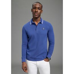 DELMAO Herren Langarm-Poloshirt "Neue Kollektion"blau, Gr. XXL, unifarben, Piqu&eacute;, Obermaterial: 100% Baumwolle, Shirts, schmale Passform, Langarm,