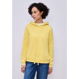 Sweatshirt Street One, Damen, Gr. 34, gelb (bloom gelb), Sweatware, 60% Baumwolle, 40% Polyester, unifarben, comfort fit, ohne Ausschnitt, B&uuml;ndchen, Sweatshirts Sweatshirt, in Unifarbe