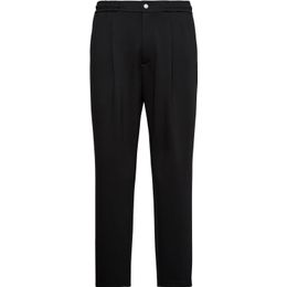 Bundfaltenhose Calvin Klein "TAPERED TECH KNIT PLEATED PANT", Herren, Gr. 38, N-Gr, schwarz, Web, Obermaterial: 69% Viskose, 27% Polyamid, 4% Elasthan, unifarben, regular fit lang, Hosen, Regular fit mit elastischem Bund
