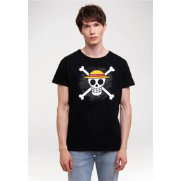 T-Shirt logoshirt "One Piece - Skull", Herren, Gr. 5XL, schwarz, 100% Baumwolle, bedruckt, unifarben, normal, Rundhals, Shirts T-Shirt, mit lizenziertem Print