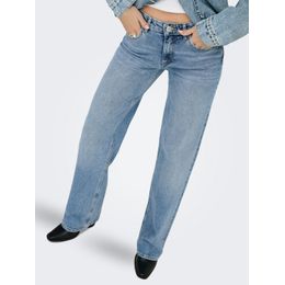 Low-rise-Jeans Only "ONLJUICY LW WIDE LEG DNM REA365 NOOS", Damen, Gr. 25, L&auml;nge 30, light blau denim, Denim/Jeans, Obermaterial: 99% Baumwolle, 1% Elasthan, unifarben, lang, Jeans, Baumwollmischung, wide fit